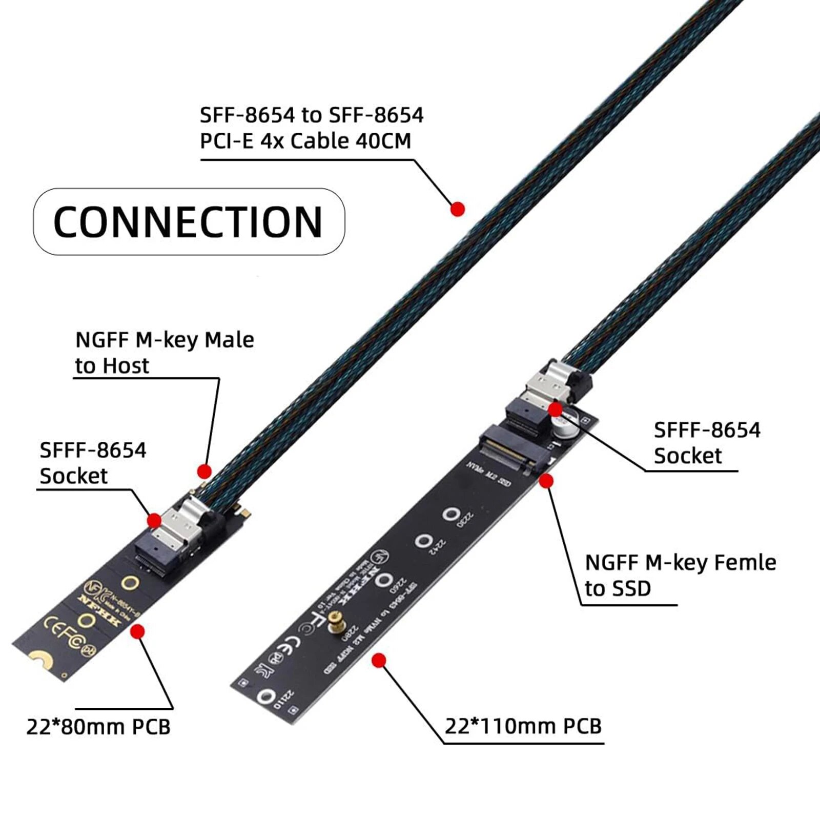 Кабель-удлинитель M.2 NVMe JoniSerl 40 см — фото 1