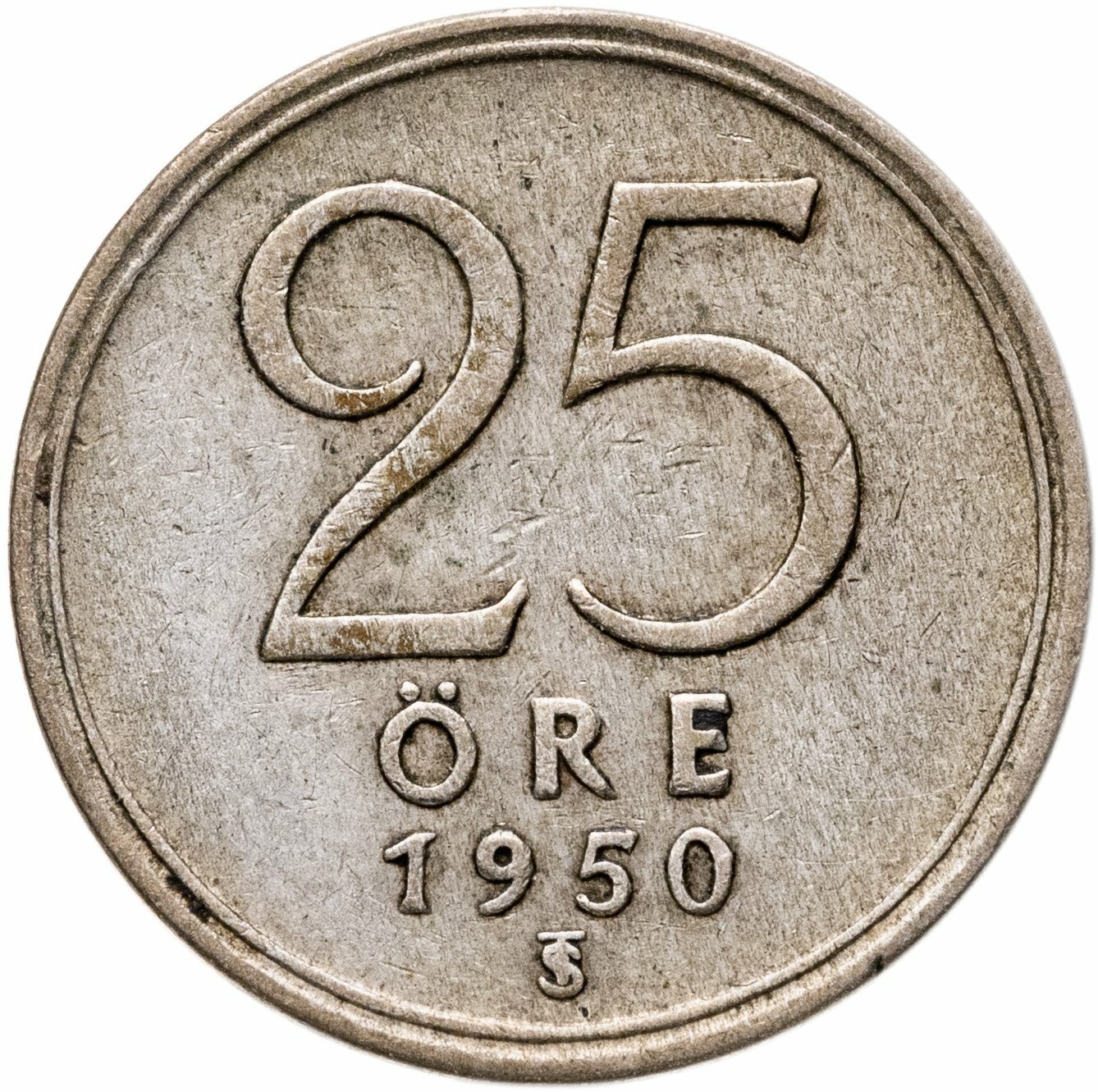 Швеция 25 эре ore 1950, Серебро 400, в сохранности XF