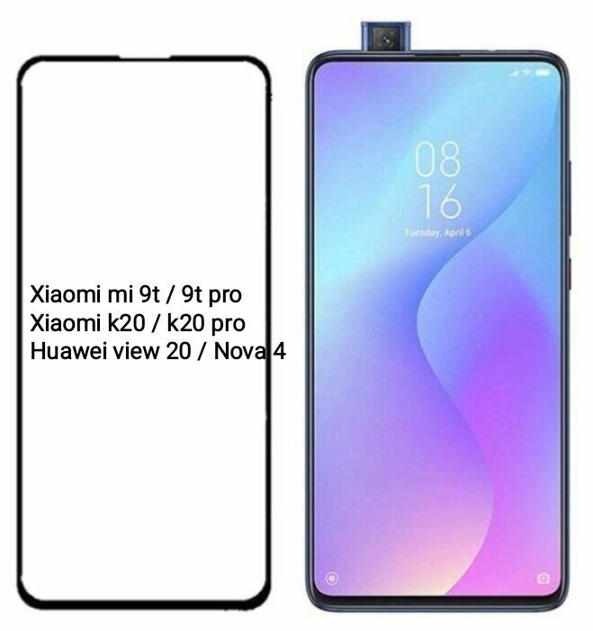 Xiaomi mi 9t, 9t pro, k20, k20pro, view 20, Nova 4 Защитное стекло 3D, бронестекло ксиоми ми 9т про полное покрытие, черное