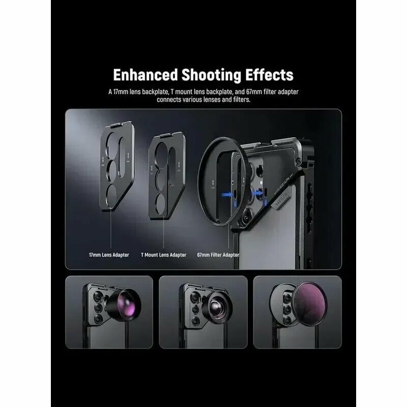 Neewer S25 Ultra Клетка для смартфона с Bluetooth-ручкой PA045B, адаптером фильтров 67 мм, креплением объектива 17 мм и T-креплением