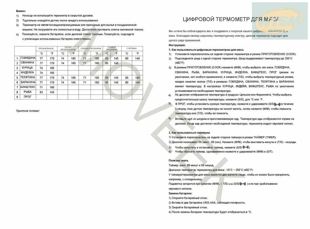 Кулинарный термометр — фото 1