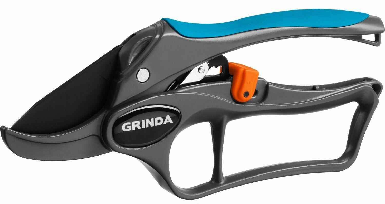 Секатор контактный GRINDA PROLine P-33 200 мм с храповым механизмом с алюминиевыми рукоятками с эфесом