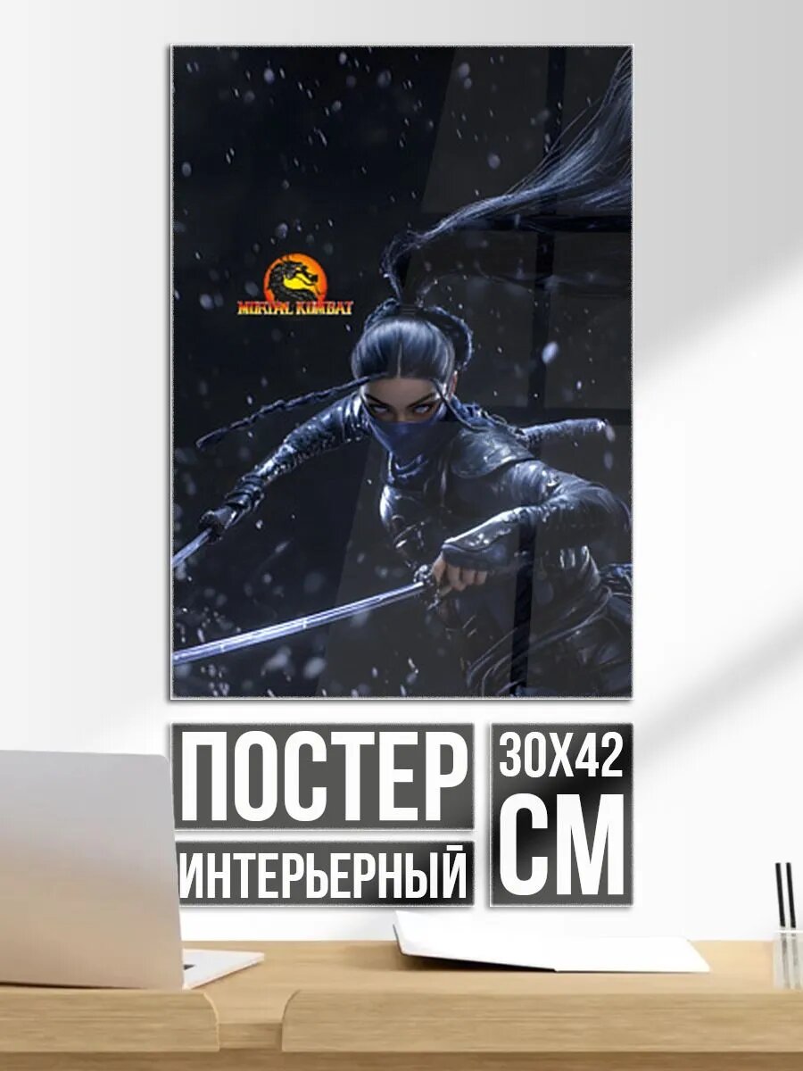 Постер на стену Китана боец Мортал Комбат