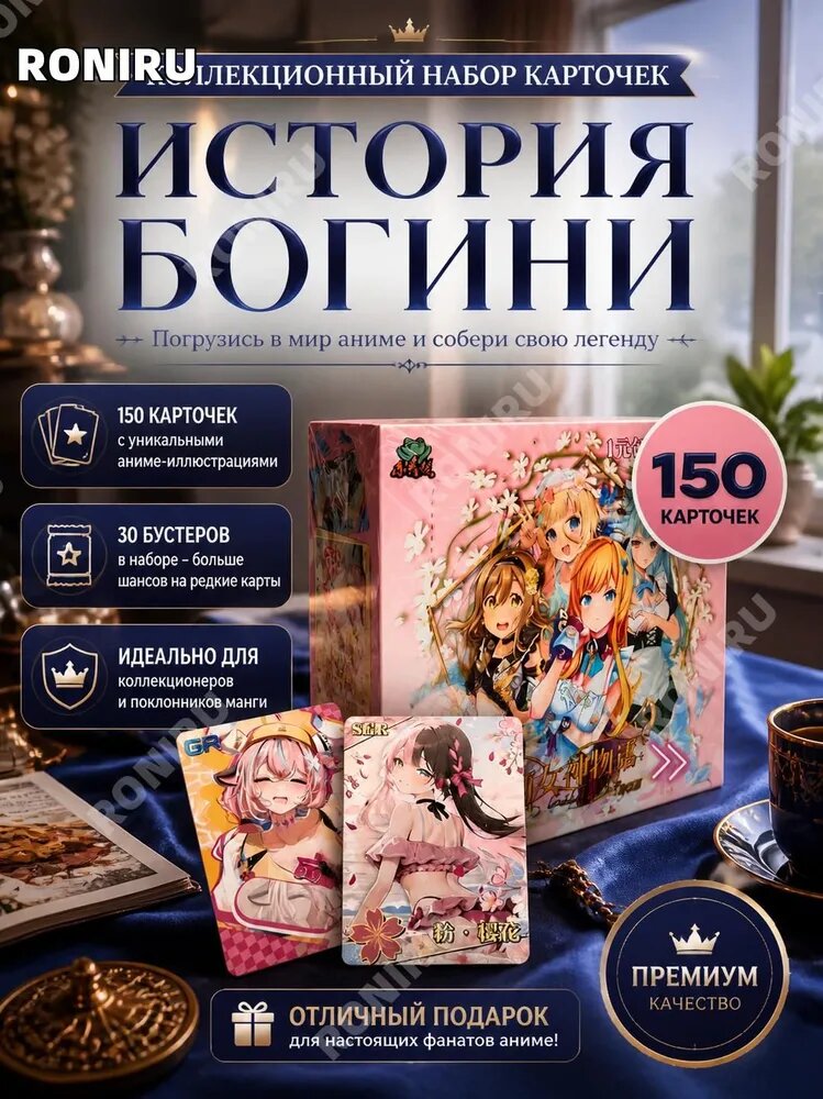 Коллекционный набор карточек История богини, 30 бустеров и 150 карточек с детализированными аниме-иллюстрациями для поклонников манги и коллекционеров