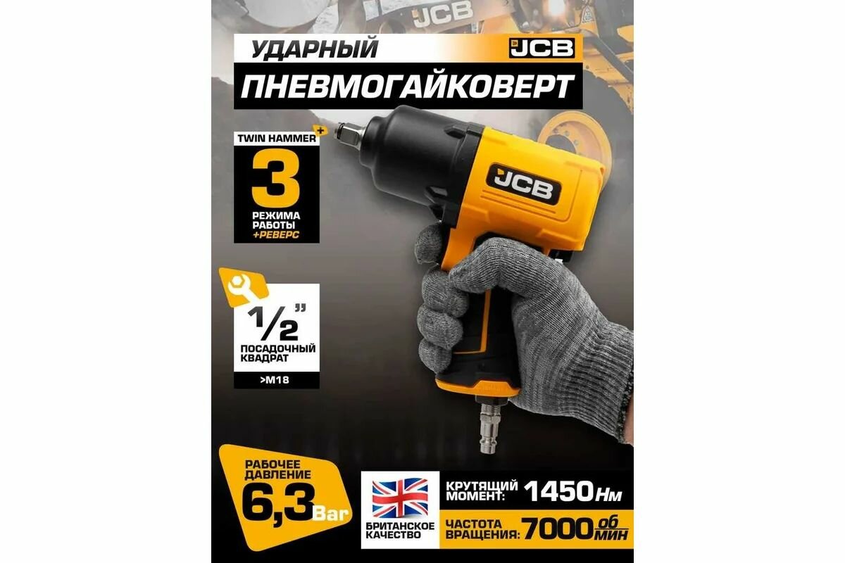 Пневмогайковерт ударный "Twin Hammer" с реверсом и регулировкой усилия 1/2" -RP9510(58327), надежный