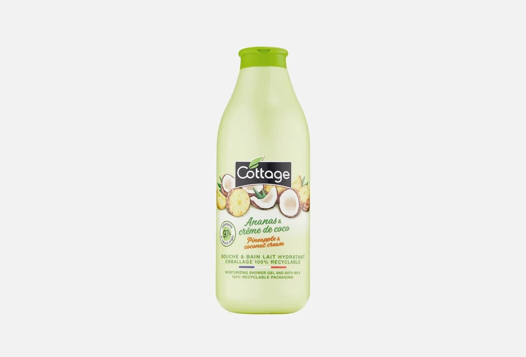 Cottage PINEAPPLE & COCONUT CREAM Увлажняющий гель для душа и пена для ванны 2 в 1 750 мл