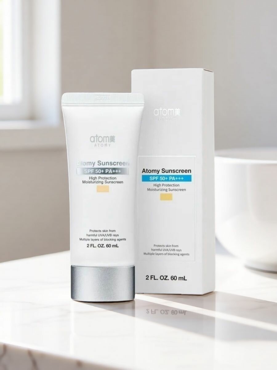 Солнцезащитный крем Атоми SPF 50+ PA +++ для кожи лица и тела, бежевый 60 мл
