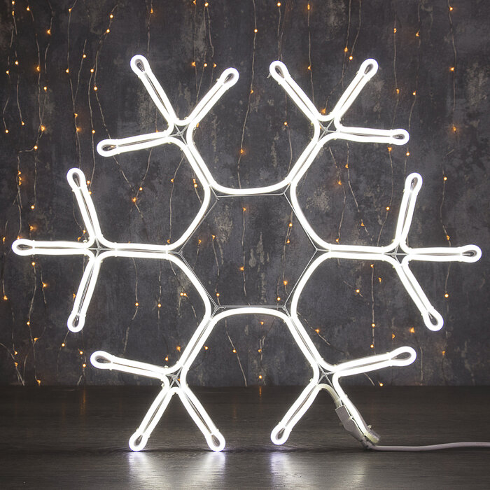 Неоновая фигура Снежинка , 60 см, 600 LED, 220 В, свечение белое