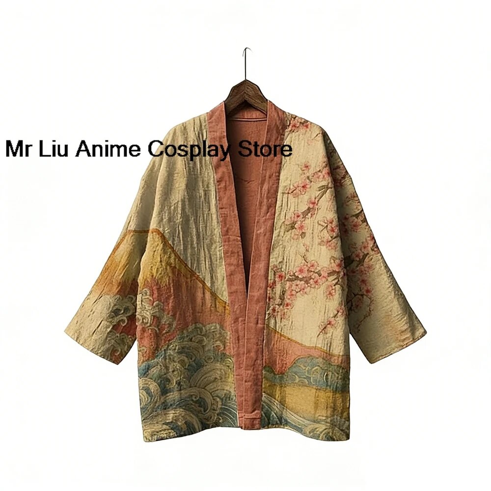 Кардиган-кимоно 3D-укё-э из полиэстера с японским принтом XXС, Haori Jacket1