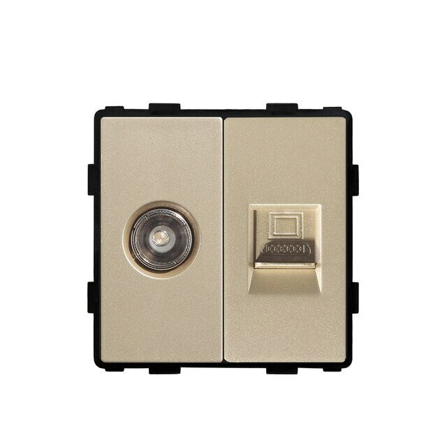 Розетка интернет RJ45 и ТВ MVAVA, ethernet, CAT5e, механизм без рамки, золотая