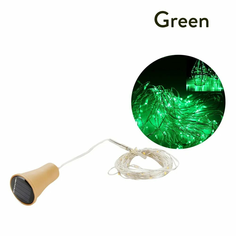 Солнечные светильники Immortal Ox для винных бутылок 10/20 LED Изумрудный, green, 1M 10led