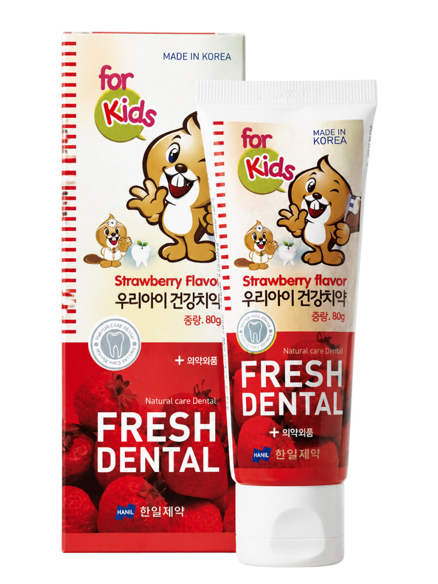 Hanil Зубная паста для детей со вкусом клубники / Fresh Dental for kids Strawberry, 80 мл