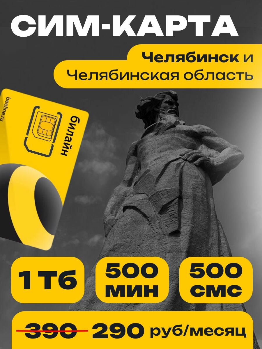 Сим-карта Билайн тариф Эксклюзивный Челябинская область 1024 Гб + 500 минут за 290 руб.