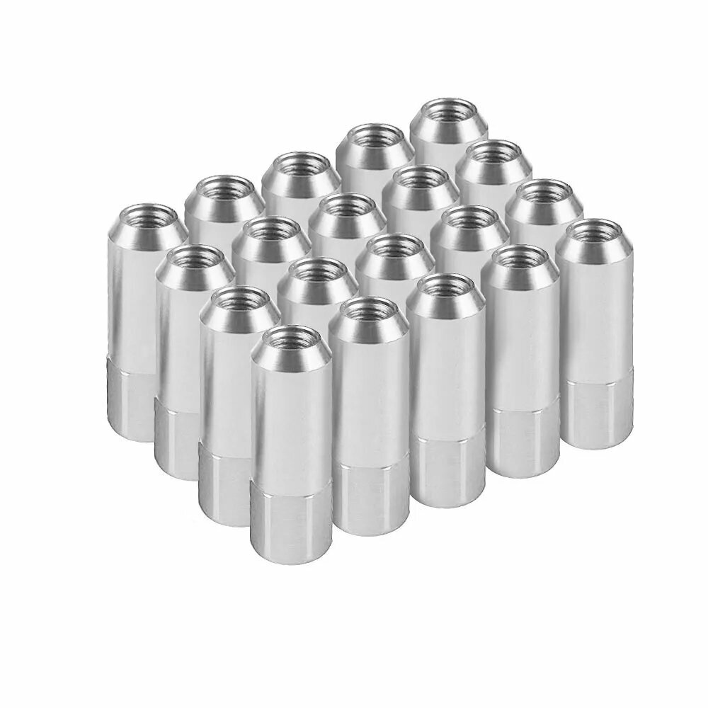 20 шт. 60 мм M14 * 1,5 M12 * 1,5 Колесные гайки, новые Гоночные м12х1,5, серебристый, Серебряный