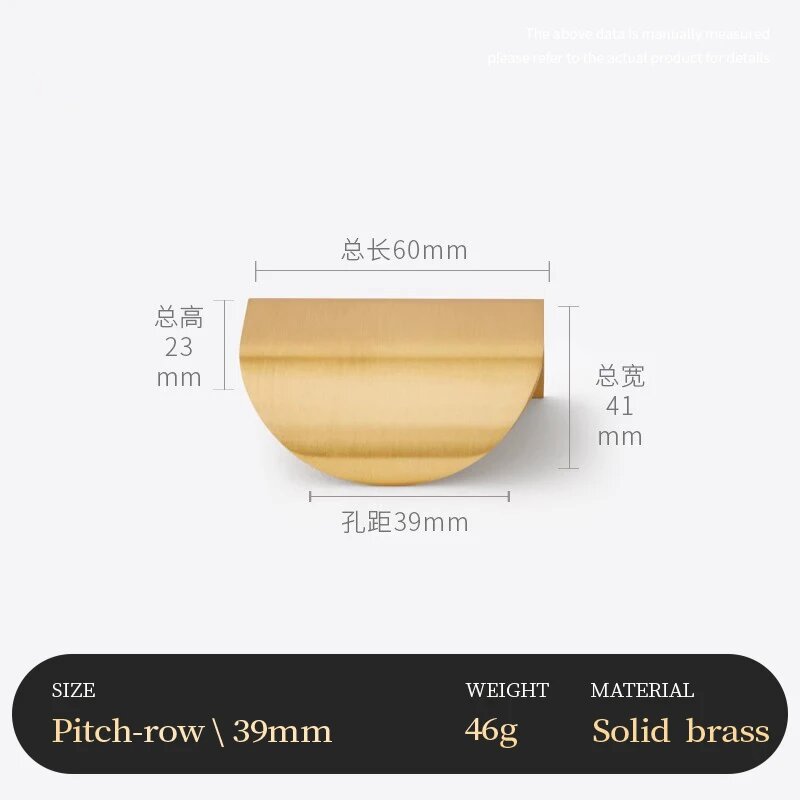 Сантая скрытые ручки для ящиков из матовой латуни Pitch-row-39mm