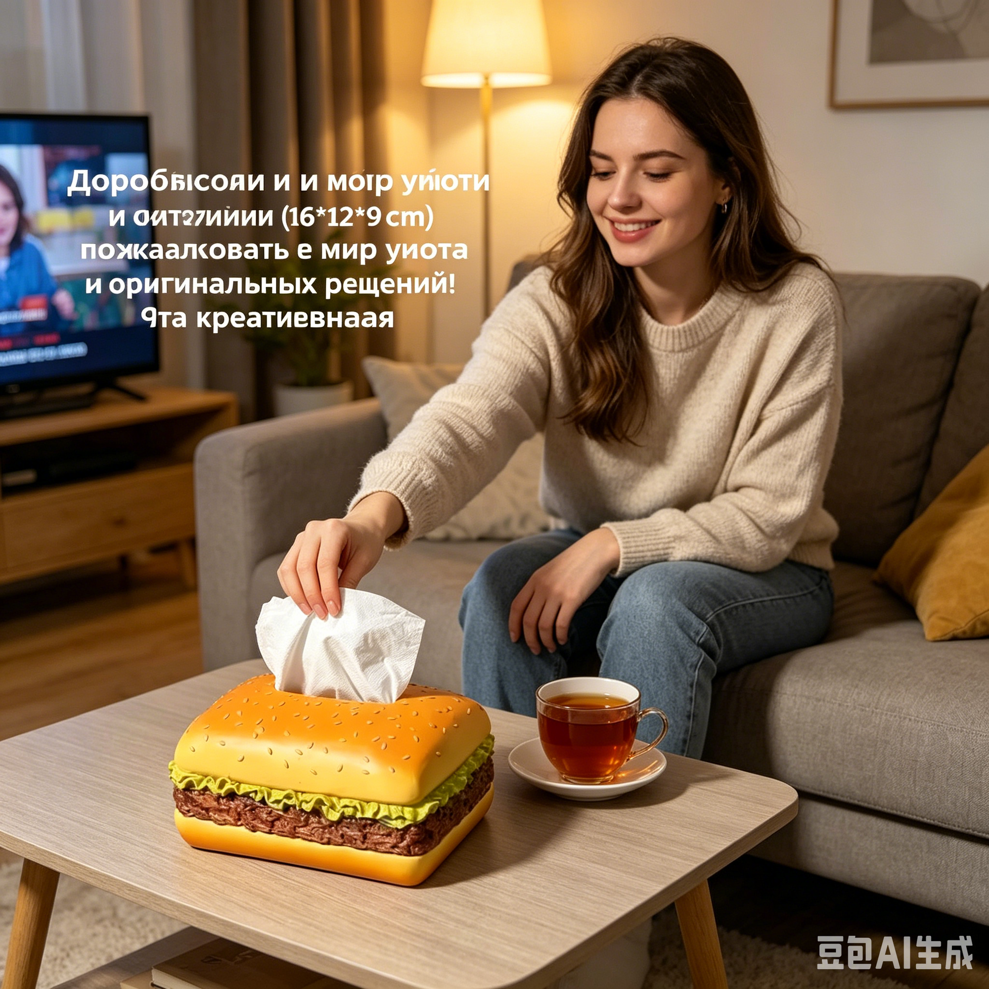 Симпатичная коробка для салфеток для бургеров, 16*12*9 см, виниловый материал，