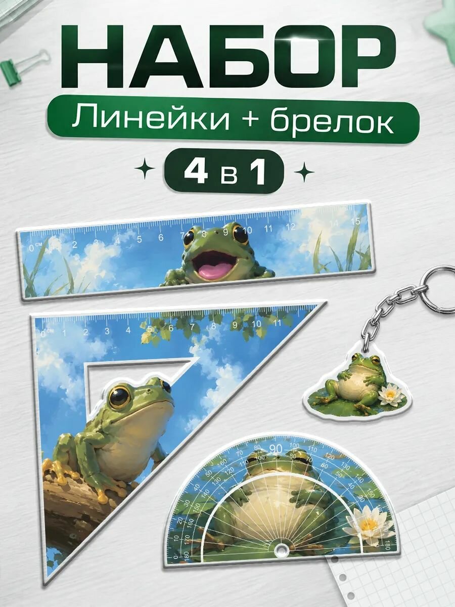 Набор линеек для школьника лягушки