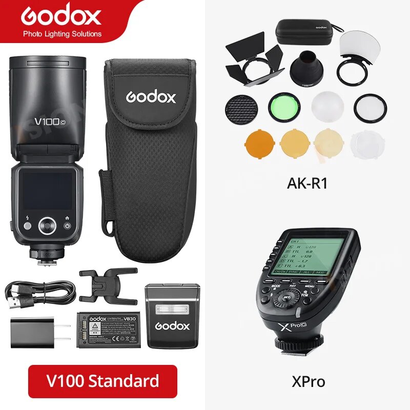 Фонарик Godox V100 C/N/S/F/O TTL с круглым головкой для камеры 100Ws V100S V100C V100N V100F Speedlight для Canon Nikon Sony Fujifilm Olympus