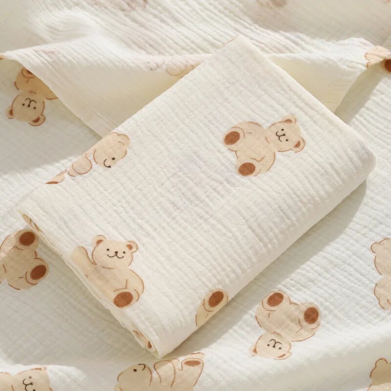 Детское муслиновое одеяло-пеленка Ins 2-слойное хлопковое Бежевый, cute bear