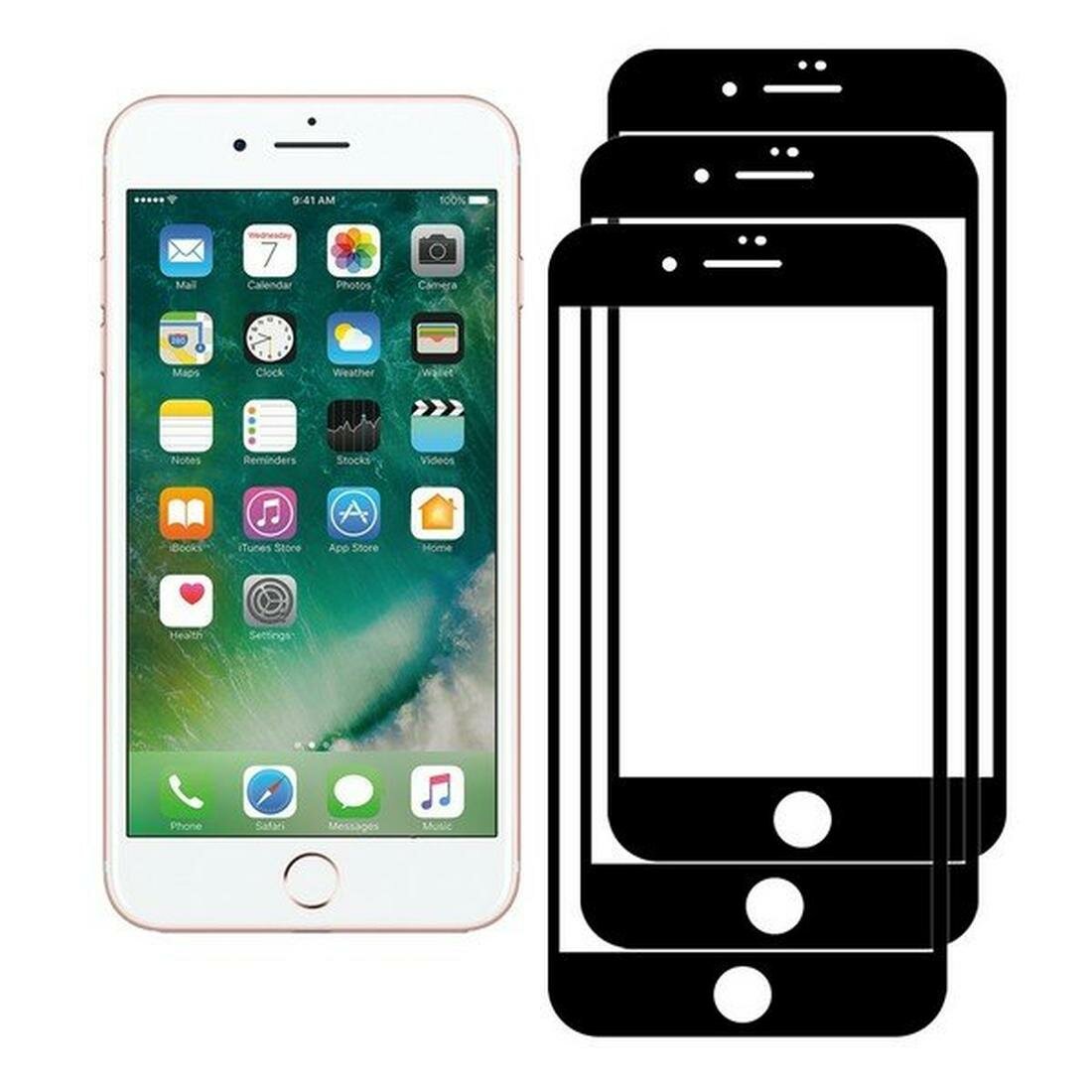 Комплект 2 стекла + 1 в подарок Full Glue Premium Krutoff для iPhone 7 Plus/8 Plus черное