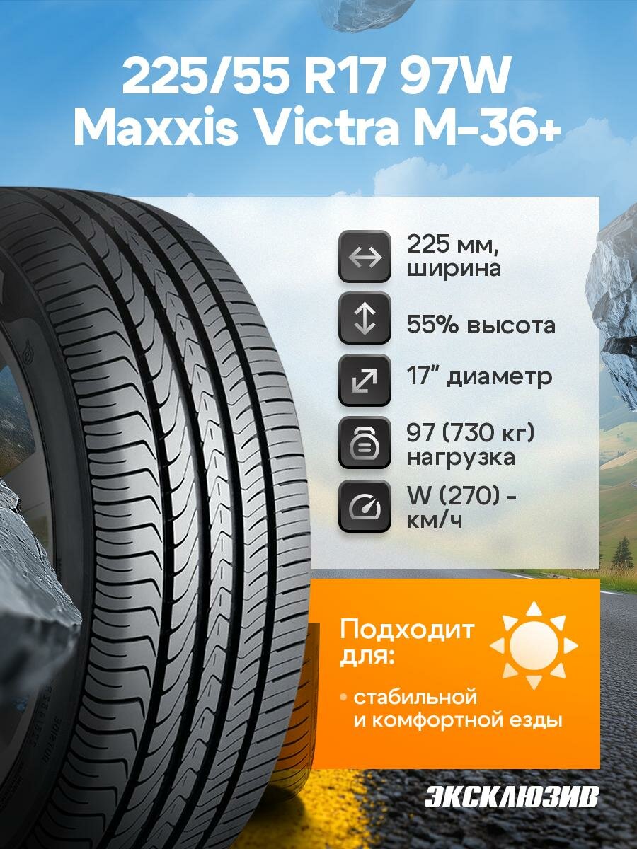 Летняя шина Maxxis Victra M-36+ 225/55 R17 97W RunFlat ZR