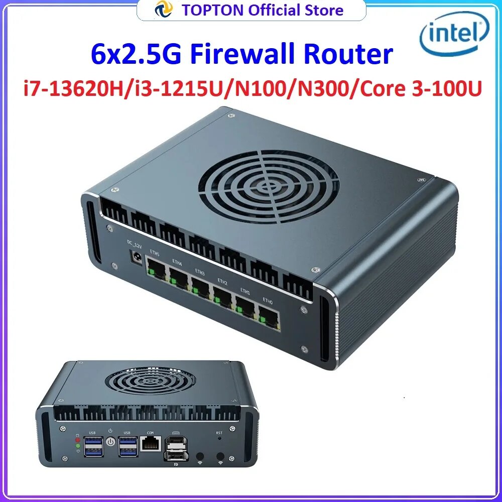 Topton Мини-ПК Intel Core i7 13620H i3 1220P N300 для pfSense Proxmox OPNsense i7-13620H DDR5