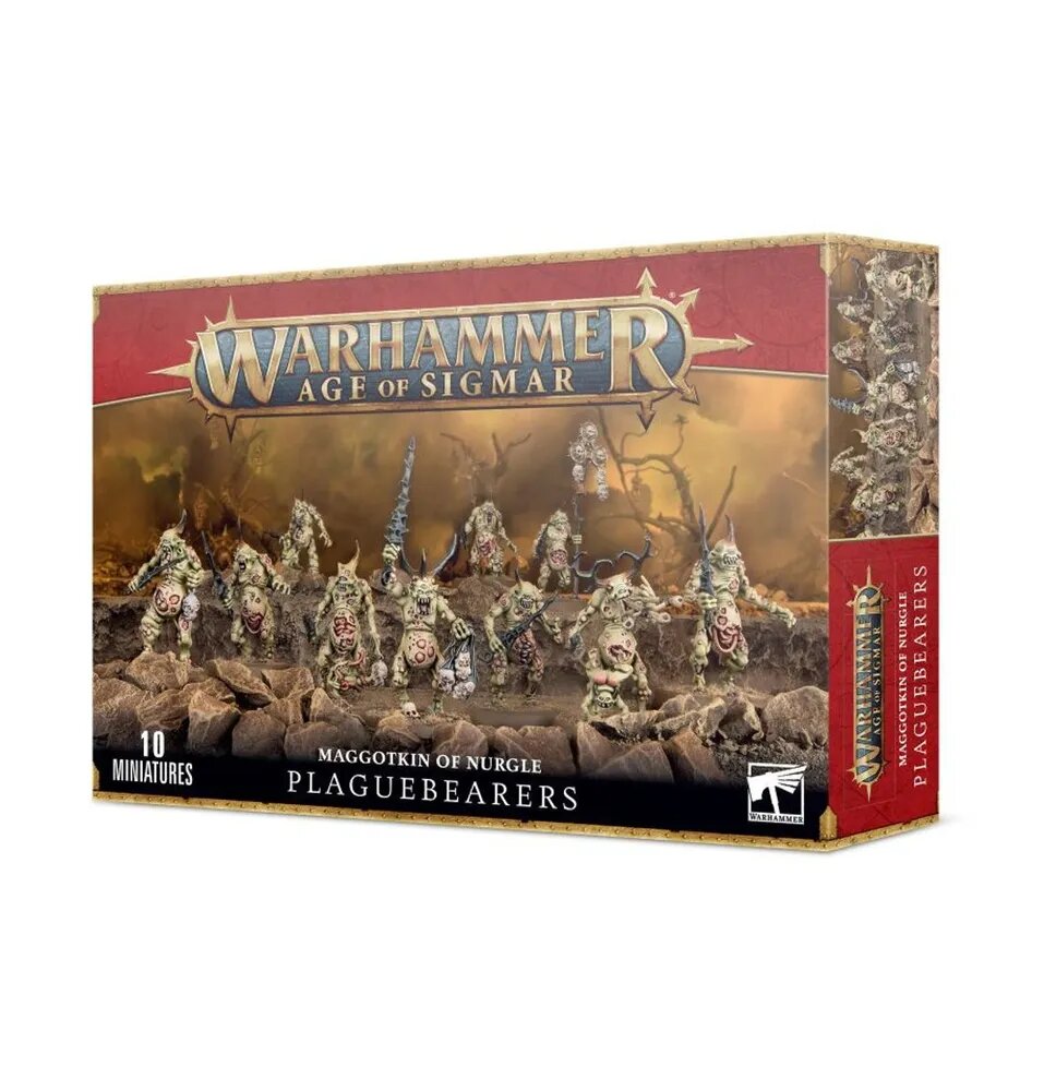 Warhammer Age of Sigmar миниатюры Maggotkin of Nurgle: Plaguebearers (Плейгбеарерс), демоническая пехота, пластик, 28 мм, для покраски