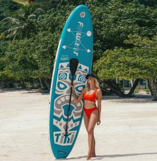 SUP доска FunWater Tiki Blue / 320х83х15см / полный комплект