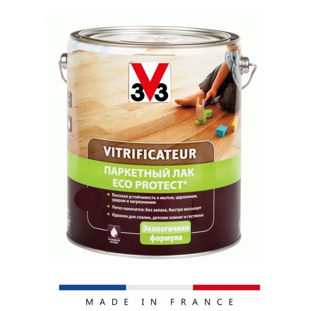 Паркетный лак V33 полиуретановый акриловый ECO PROTECT Дуб Глянцевый 5л