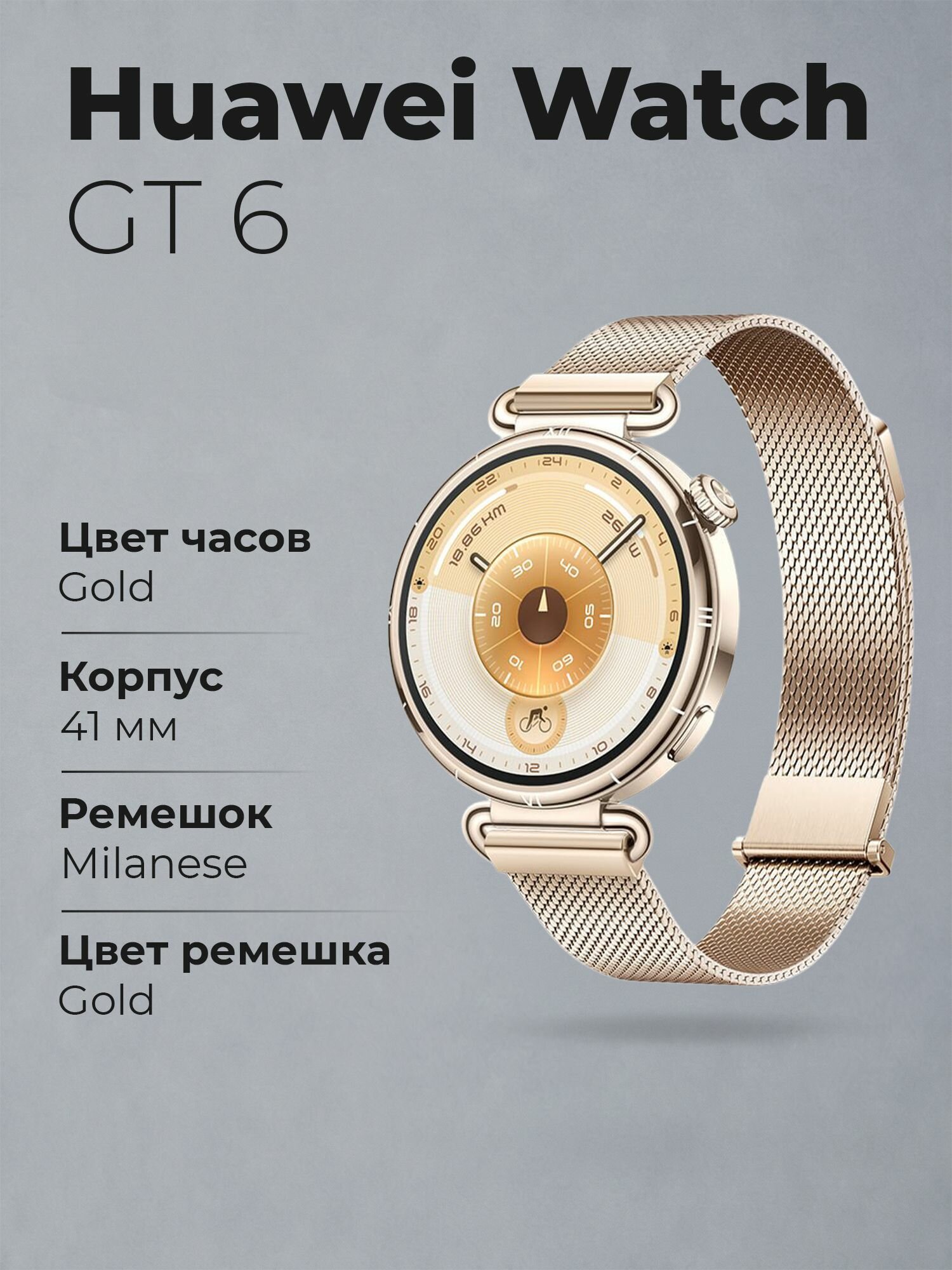 Умные часы HUAWEI Watch GT 6 41 мм Gold Milanese