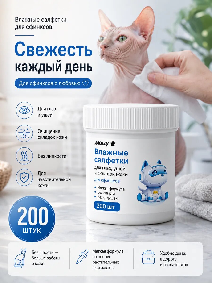 Салфетки для уборки сфинксов влажные