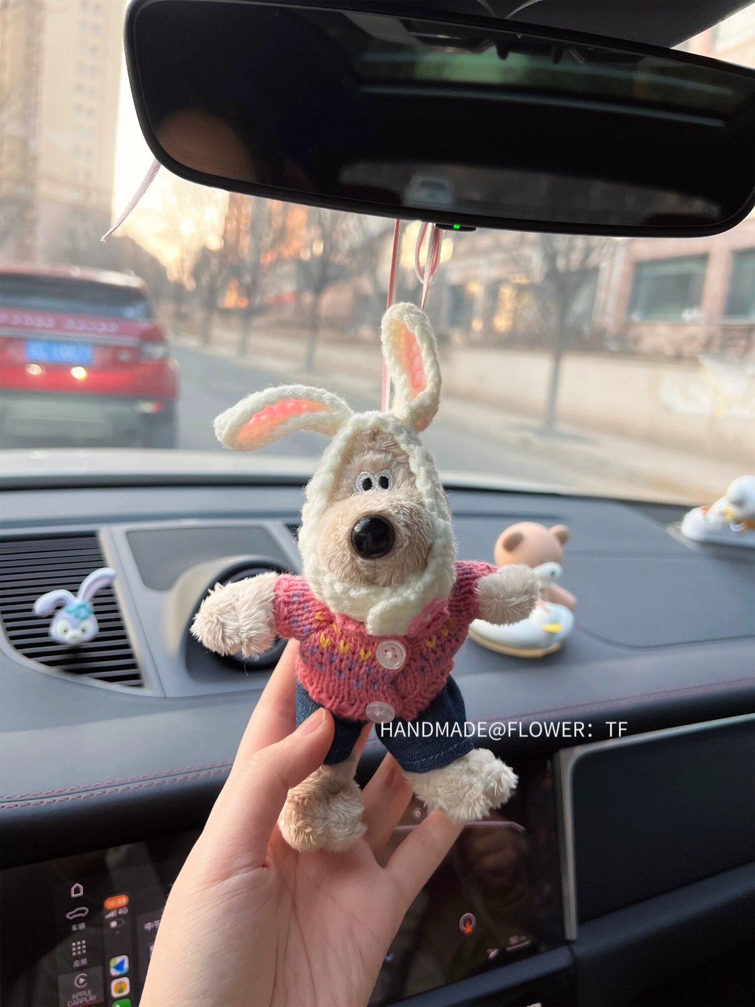 Плюшевая подвеска с кроличьими ушками-пуговицей, 15 см, декор для автомобиля