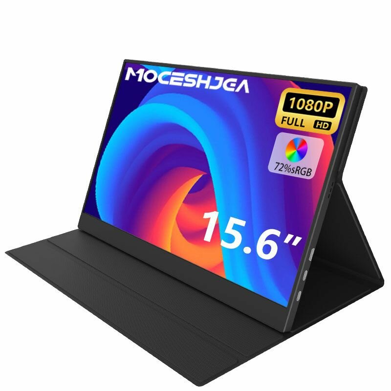 Монитор MOCESHJEA 15,6 дюйма PM-156AC портативный, 60 Гц, 1920 * 1080P FHD IPS, USB+Type-C+HDMI Портативный экран HD Portable monitors for business office and home use