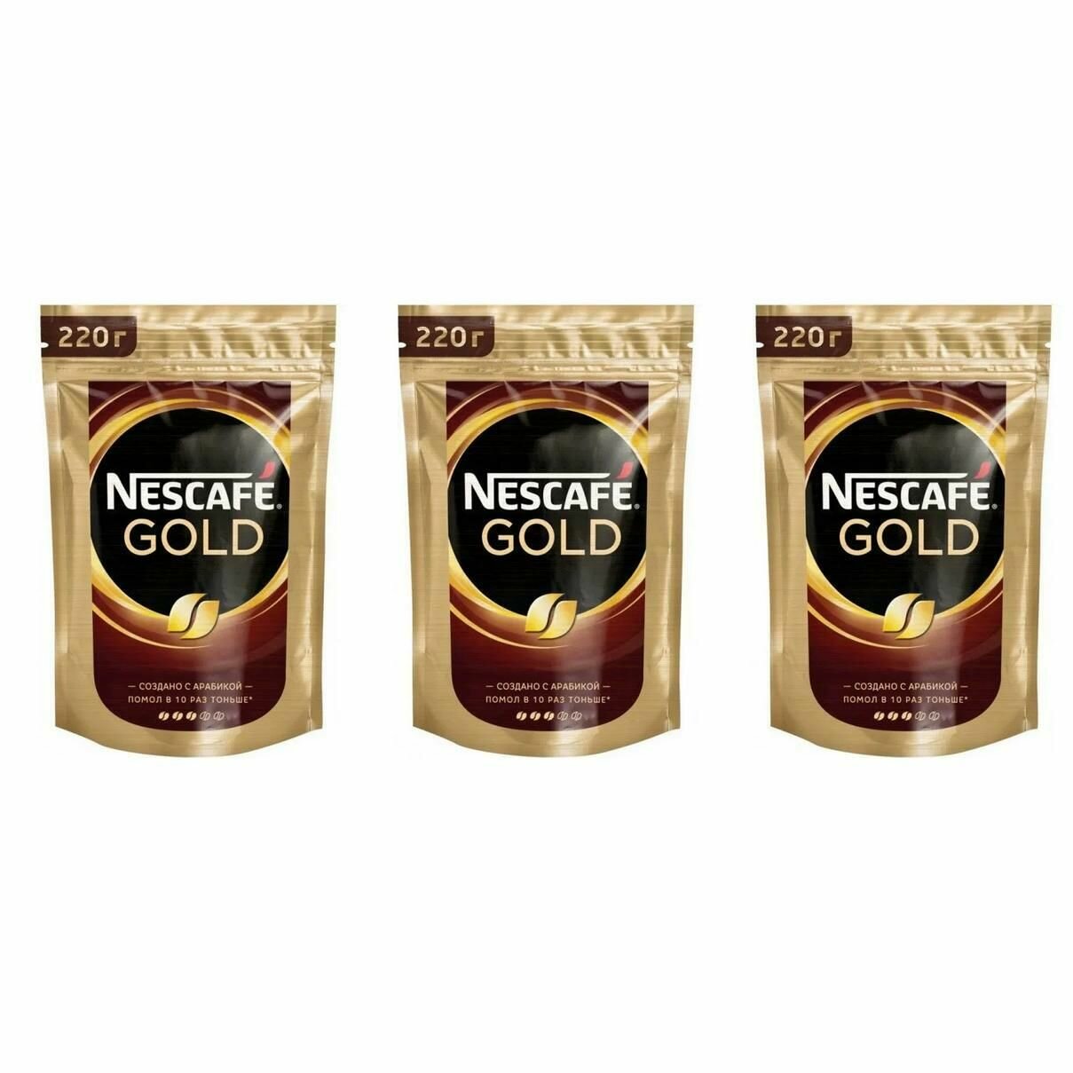Nescafe Gold Кофе растворимый Голд, добавлением молотого, 220 г, 3 шт
