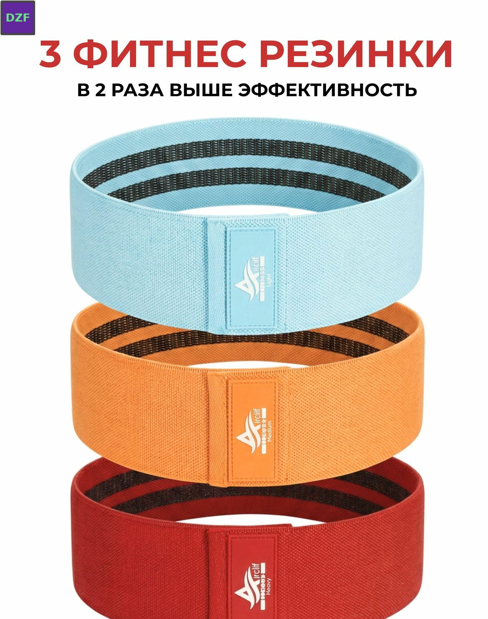 Набор эспандеров Airclif для фитнеса: 3 уровня нагрузки, прочные латексные ленты