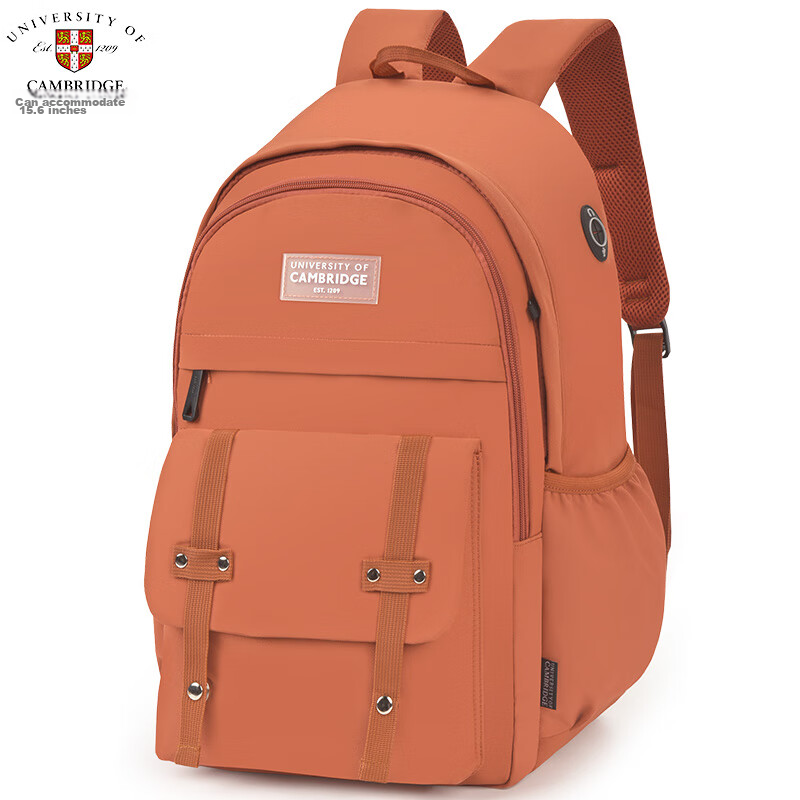 UNIVERSITY OF CAMBRIDGE Backpack for Female Middle School Students, Large Capacity Lightweight Double Shoulder Bag, Ergonomic Backpack, Fashionable Trend CA428 Brown-Red