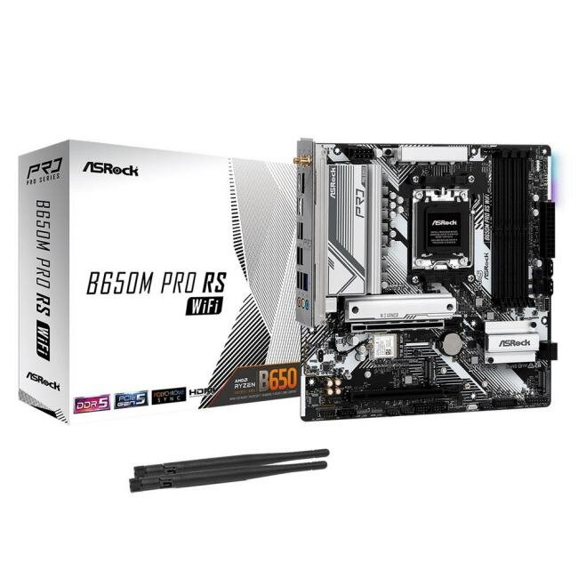 ASRock B650M PRO RS WIFI (RTL) AM5 B650 2xPCI-E HDMI+DP 2.5GbLAN+WiFi+BT SATA MicroATX 4DDR5