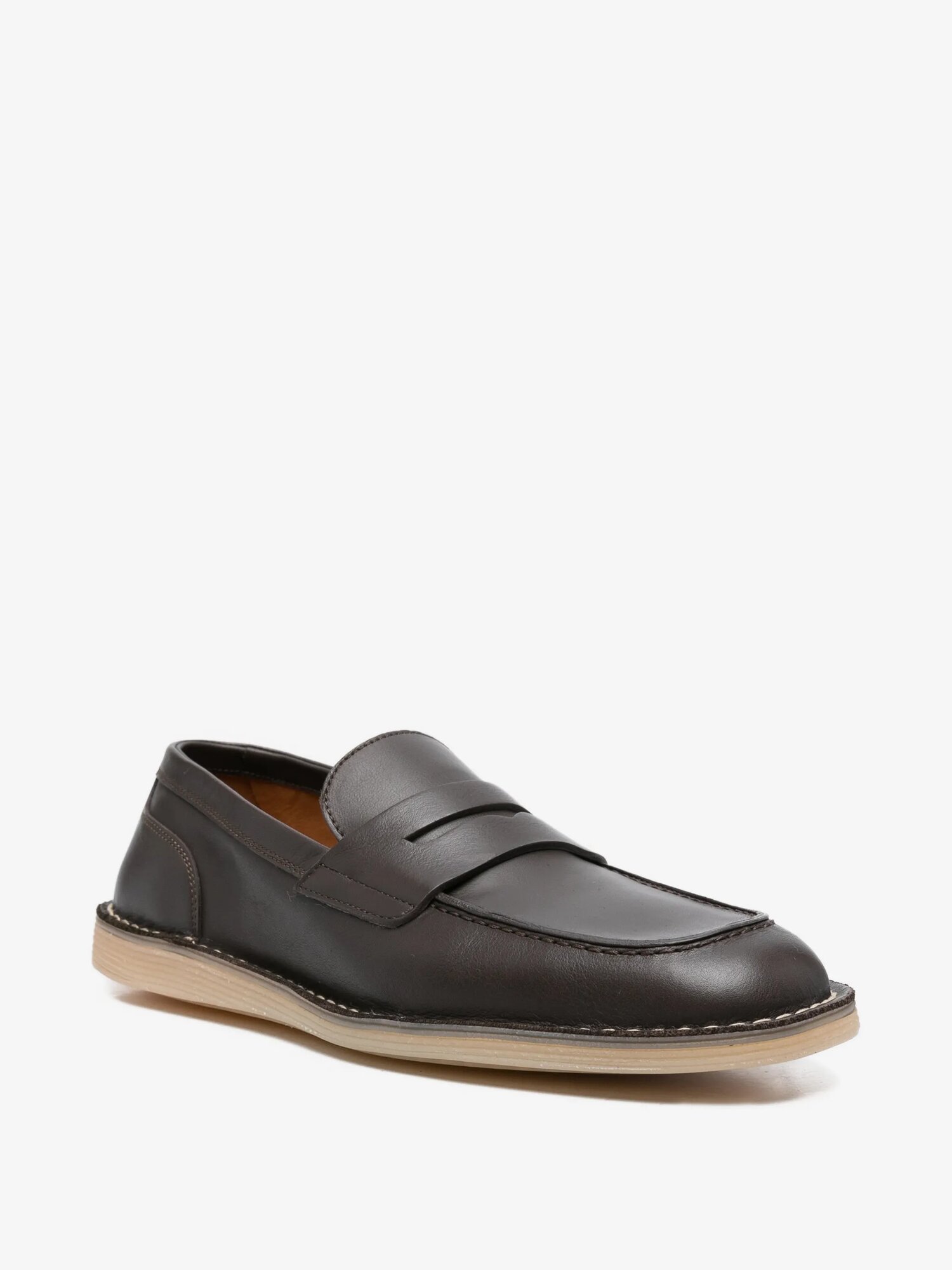 Лоферы DOLCE & GABBANA Penny leather loafers, размер 44.5 EU, brown — фото 1