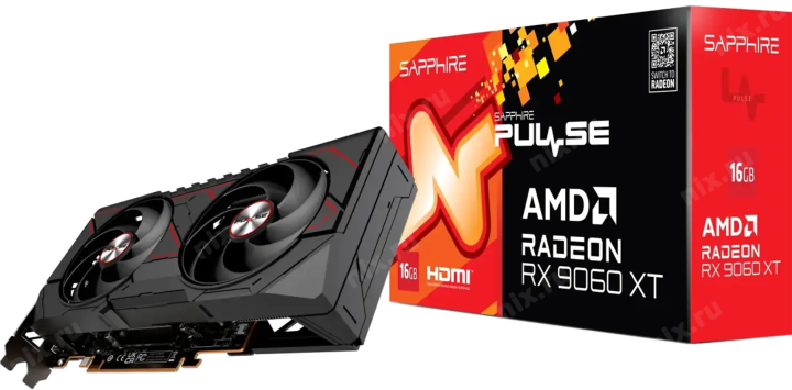 16Gb PCI-E GDDR6 Sapphire 11350-03-20G RADEON RX 9060 XT Gaming OC Pulse (RTL) 2xHDMI+DP