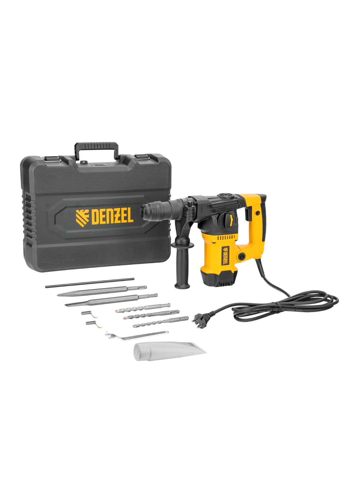 Перфоратор электрический Denzel RHVB-1250-32, SDS-plus, 1250 Вт, 5,5 Дж, 4 реж. 26614