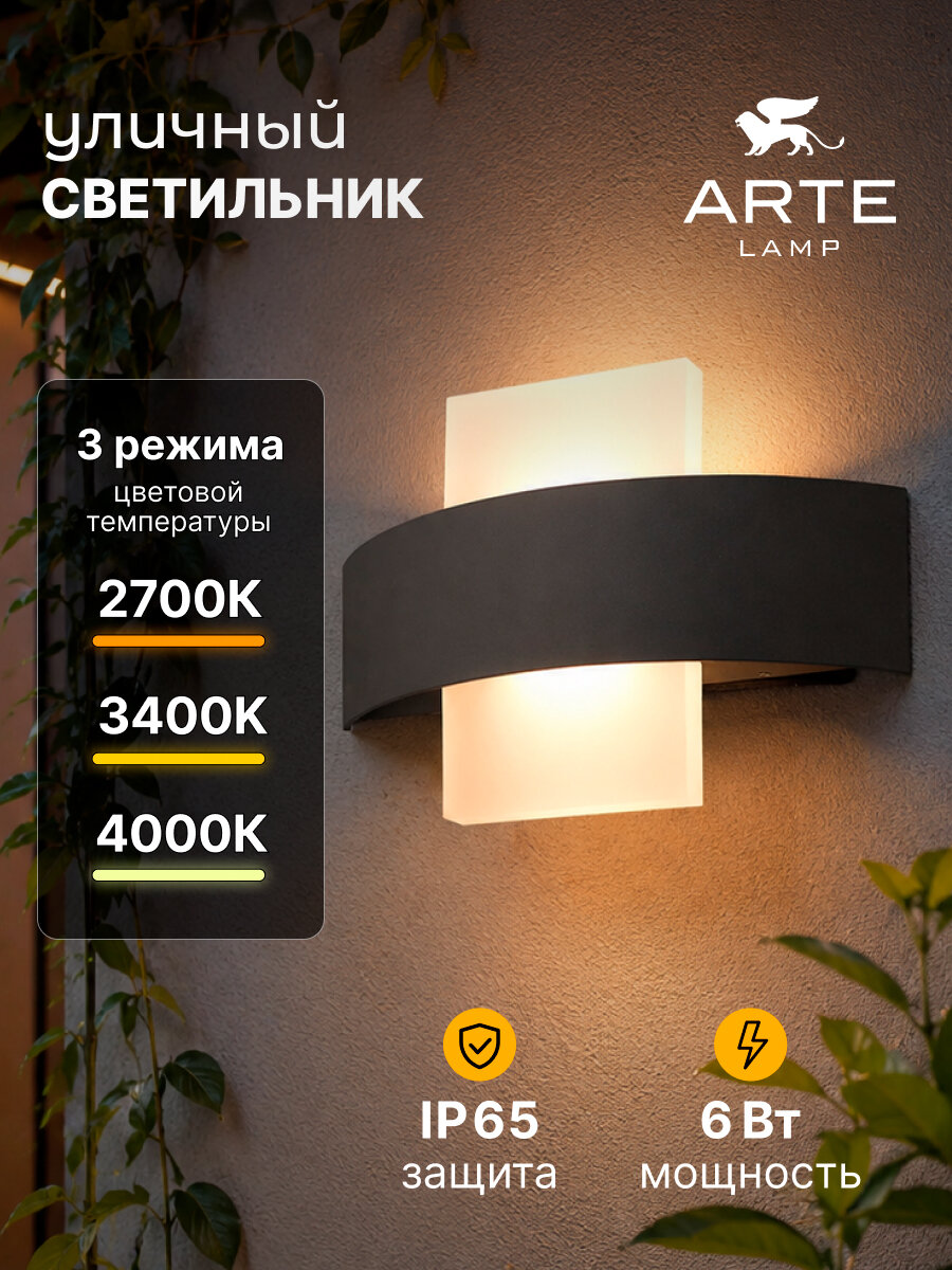 Фасадный светильник Arte Lamp CROCE A1444AL-1BK LED 6Вт черный
