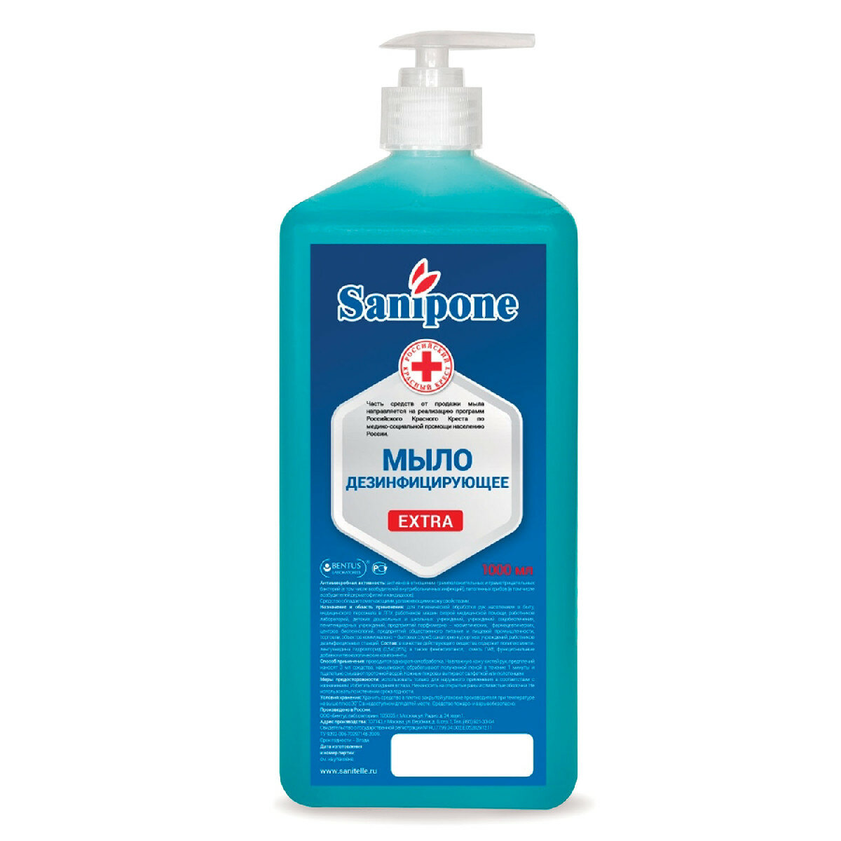 Мыло жидкое дезинфицирующее, 1 л, SANIPONE "Extra" (санипон "Экстра"), дозатор, 1000-С-Б-П-Э