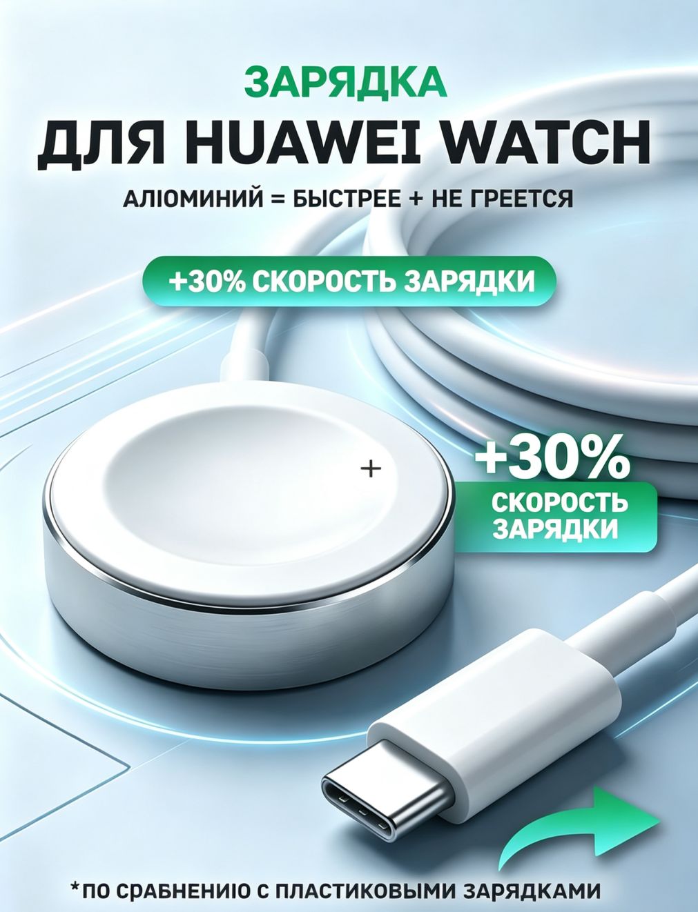 Беспроводная зарядная подставка для Huawei Watch GT5/GT4/FIT5/FIT4, алюминиевая, быстрая зарядка на 30%, 5 Вт, Type-C