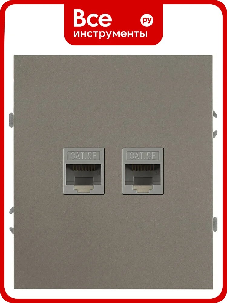 Розетка ЭРА Arktik 16-3108-07 информационная двойная 2XRJ45 титан Б0070490