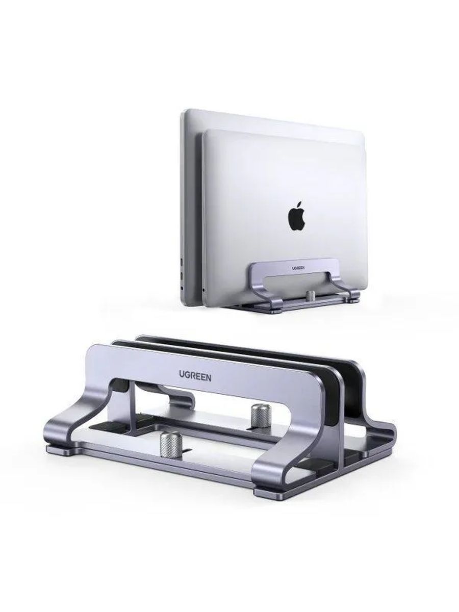 Подставка UGREEN LP258 (60643) Vertical Laptop Stand (Dual-slot) вертикальная для ноутбука (для 2 шт), серебристый