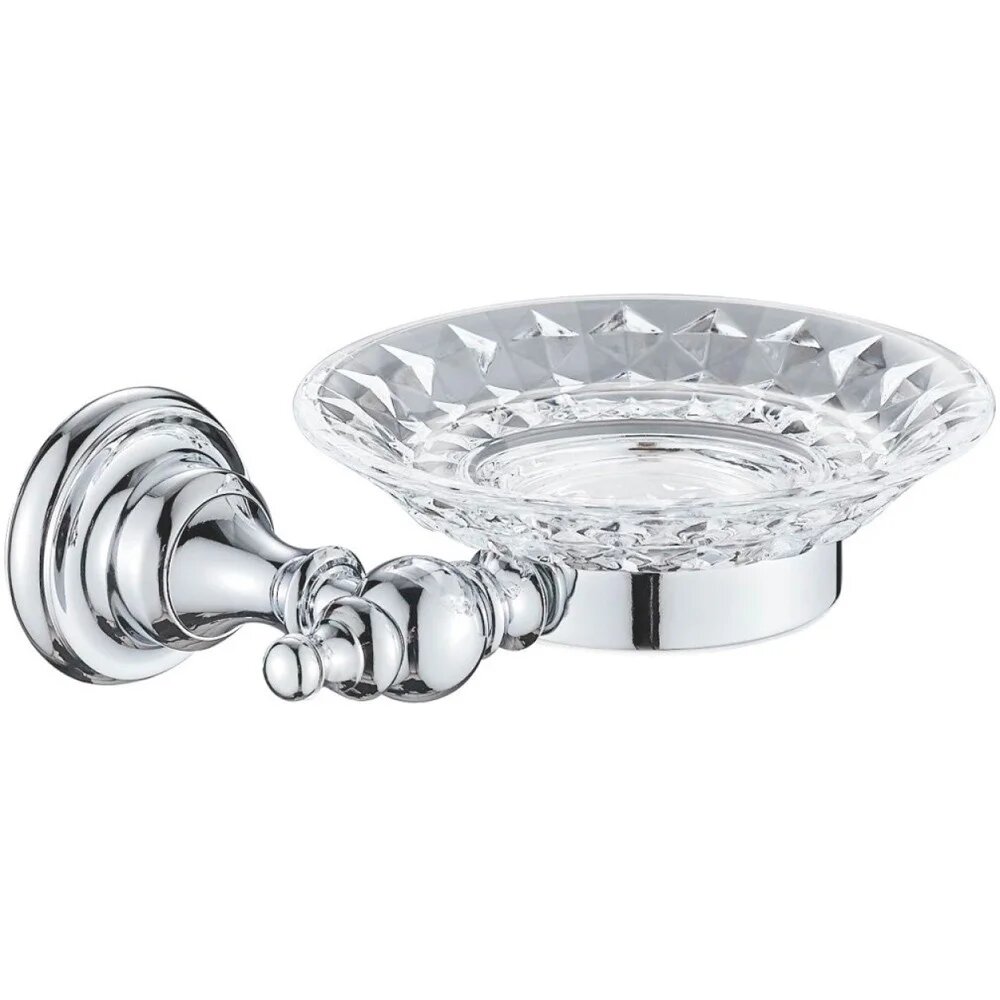 Мыльница Rose RG11 RG1103 настенная, стеклянная, круглая, хром