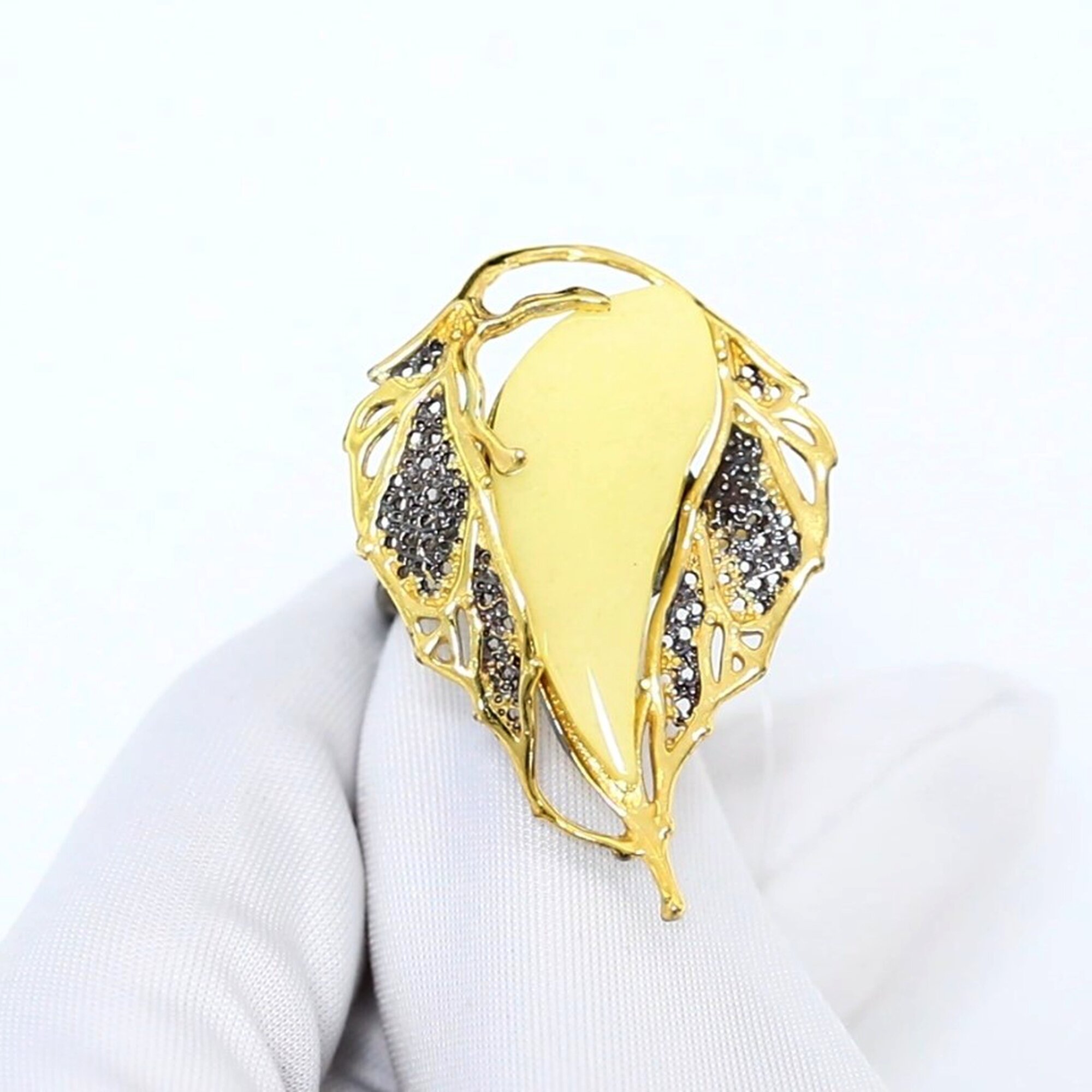 Кольцо Diamant online, серебро, 925 проба, янтарь