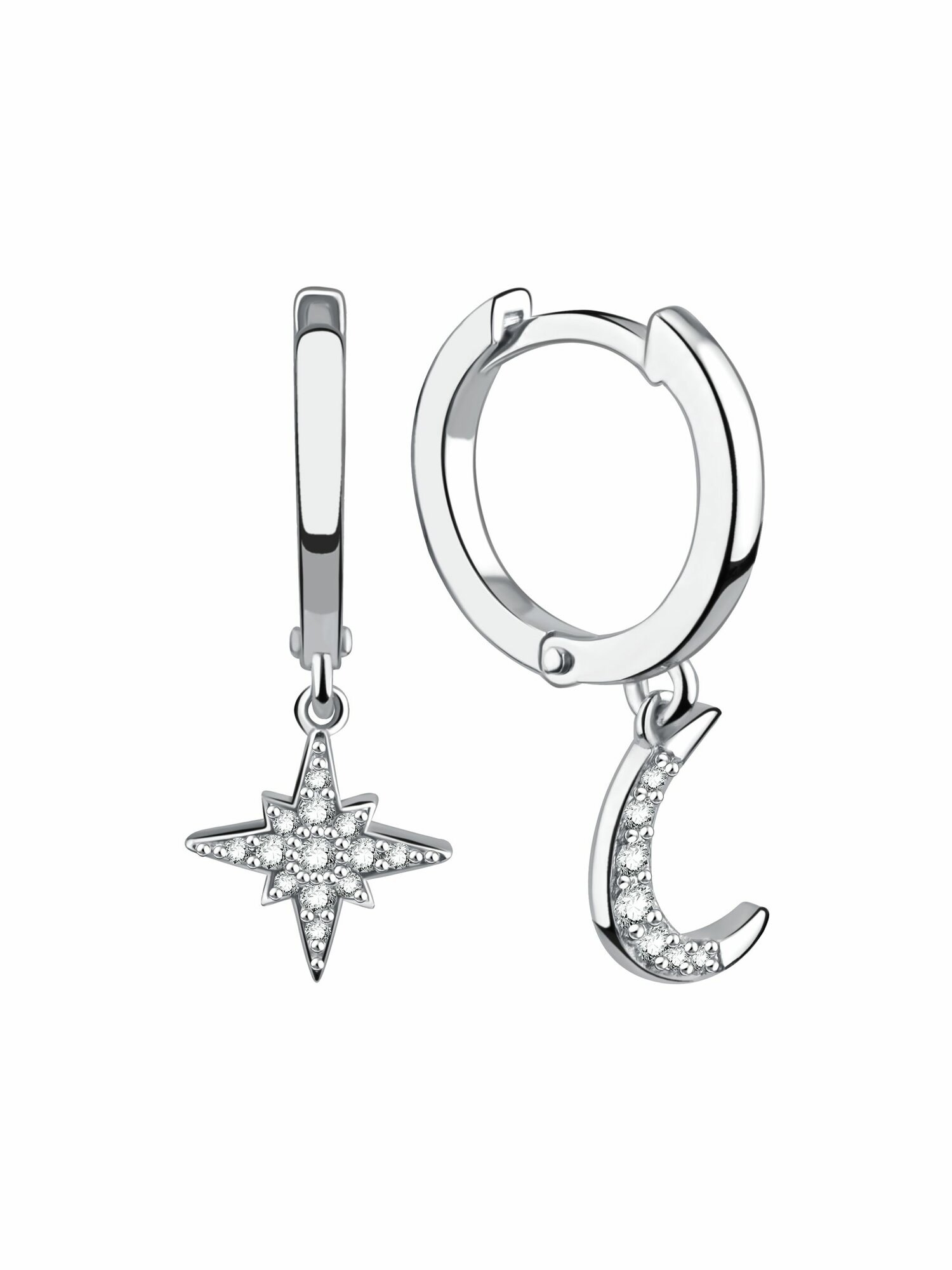 Серьги, серебро, 925 проба, родирование, фианит