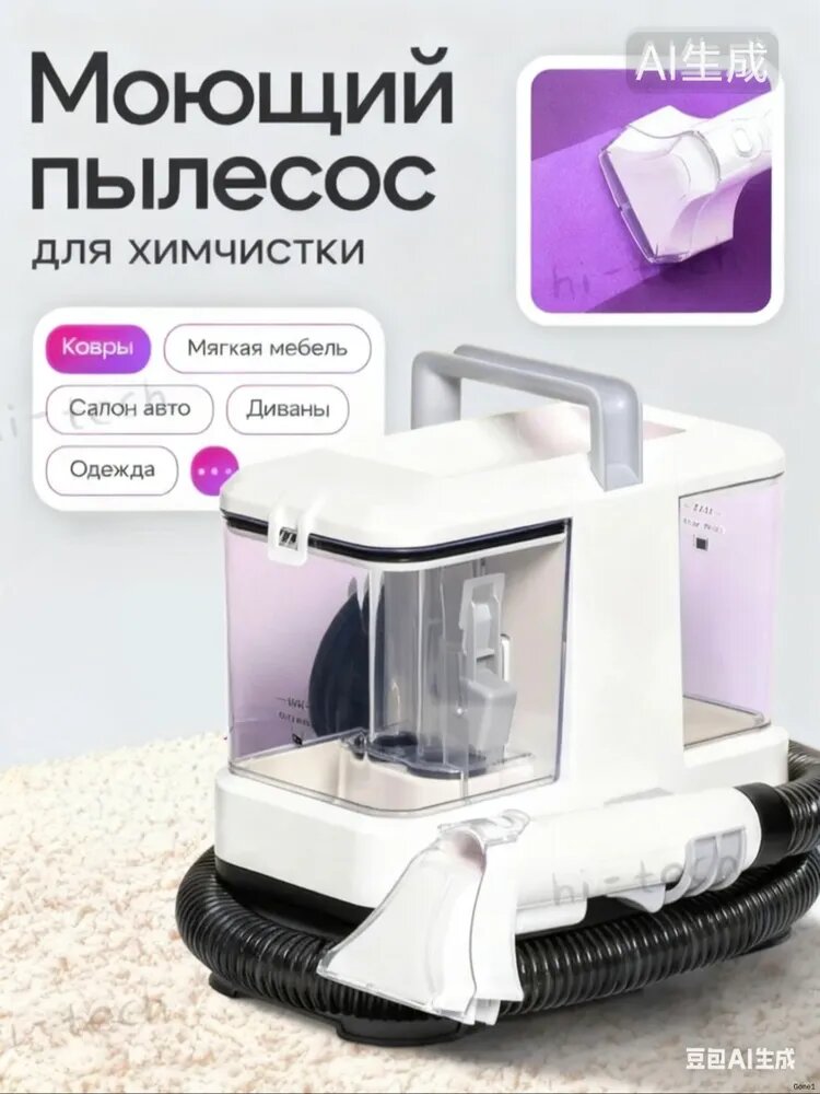 Пароочиститель Моющий пылесос для уборки мебели, диванов, ковров, стеклянных поверхностей, окон, автомобильных салонов, для химической чистки, для домашнего использования, насадки - 2 шт