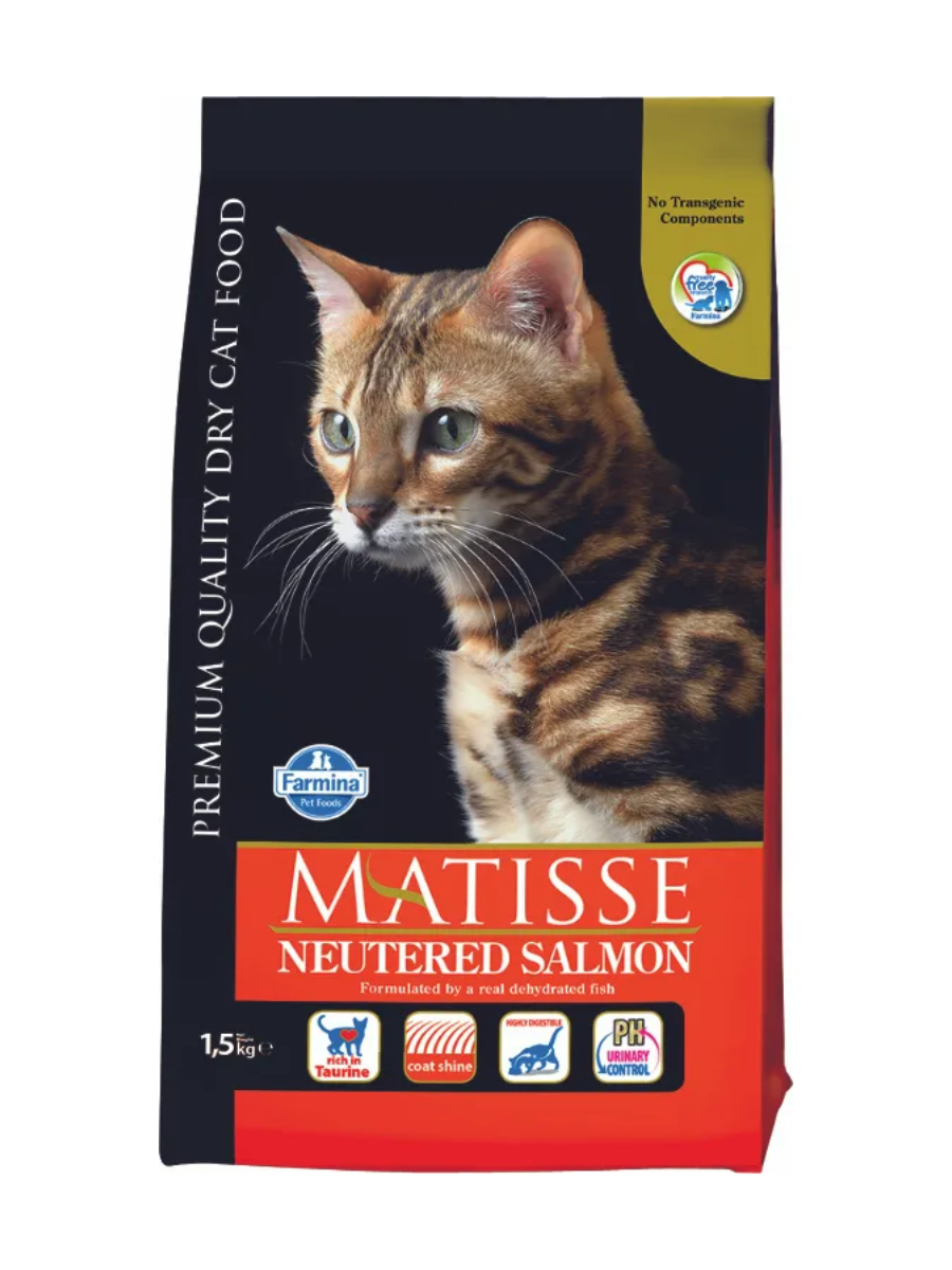 Сухой корм Farmina Matisse Neutered (Фармина) для стерилизованных кошек и кастрированных котов с лососем. 1.5 кг